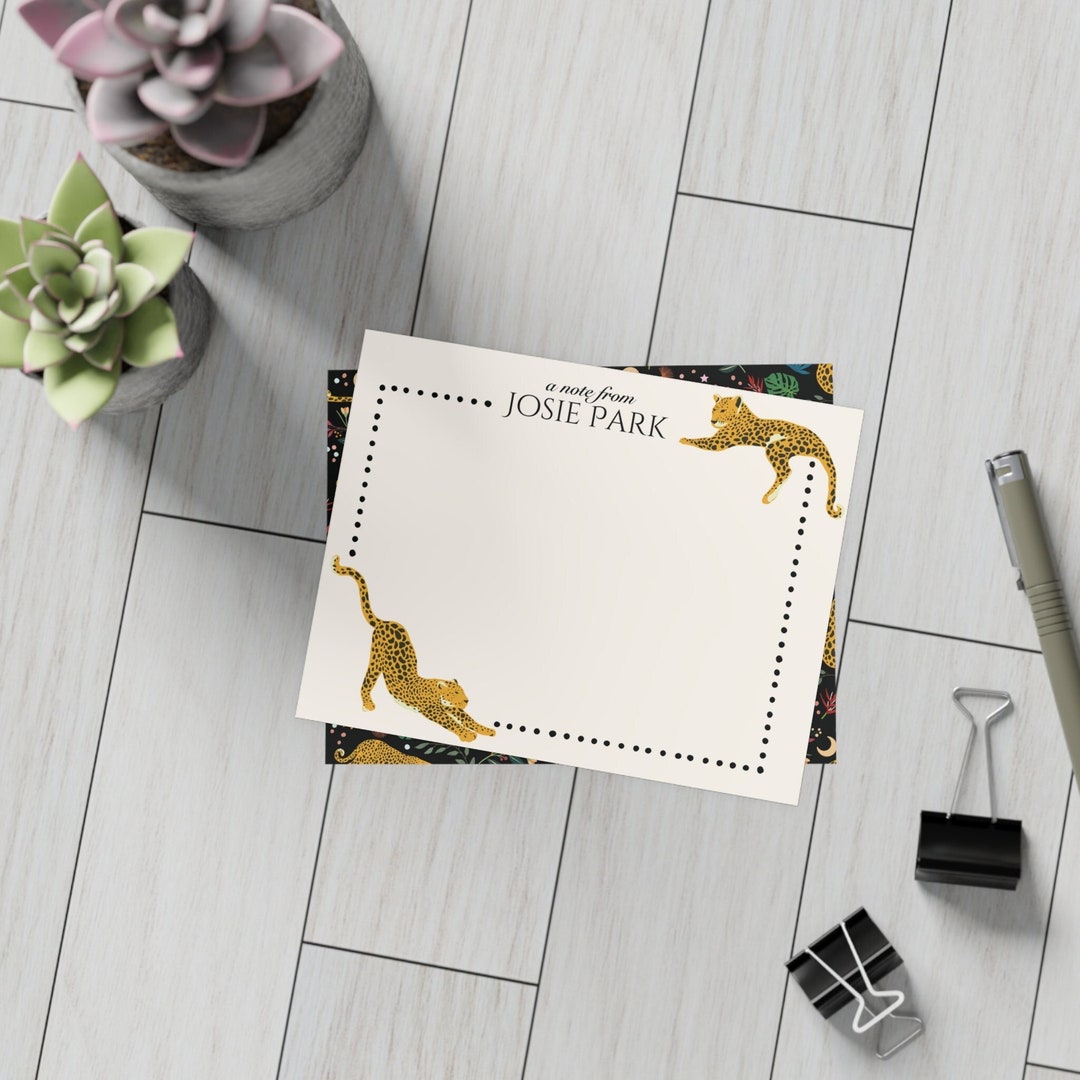 Personalized Tropical Cheetah Postcard Bundle, Leopard Notecards ...