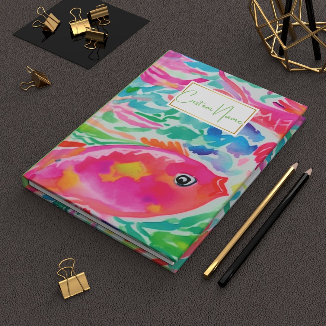 Personalized Name Tropical Fish Journal, Cute Watercolor Sea Beach ...