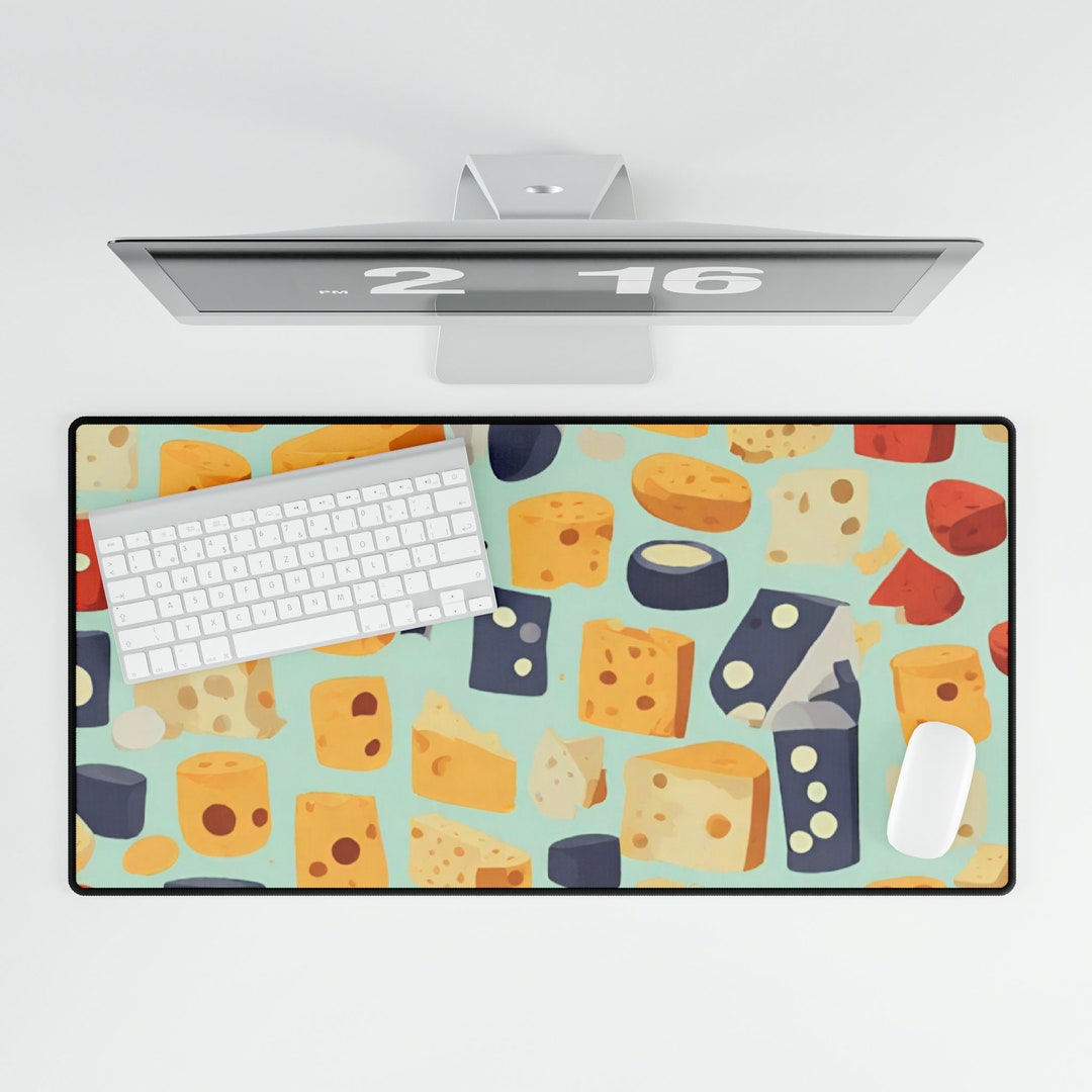 Cute Cheese Lover Desk Mat, Quirky Food Desk Pad, Charcuterie Snack ...