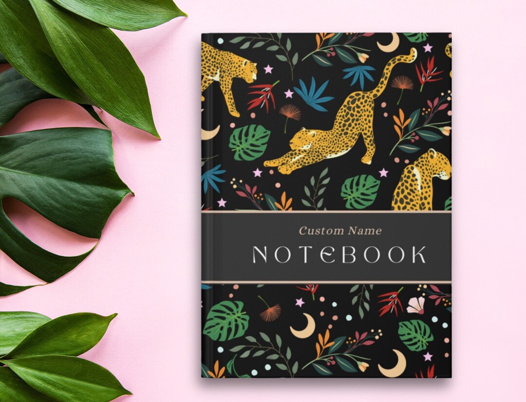 Black Personalized Tropical Jungle Cheetah Journal for Women, Cute ...