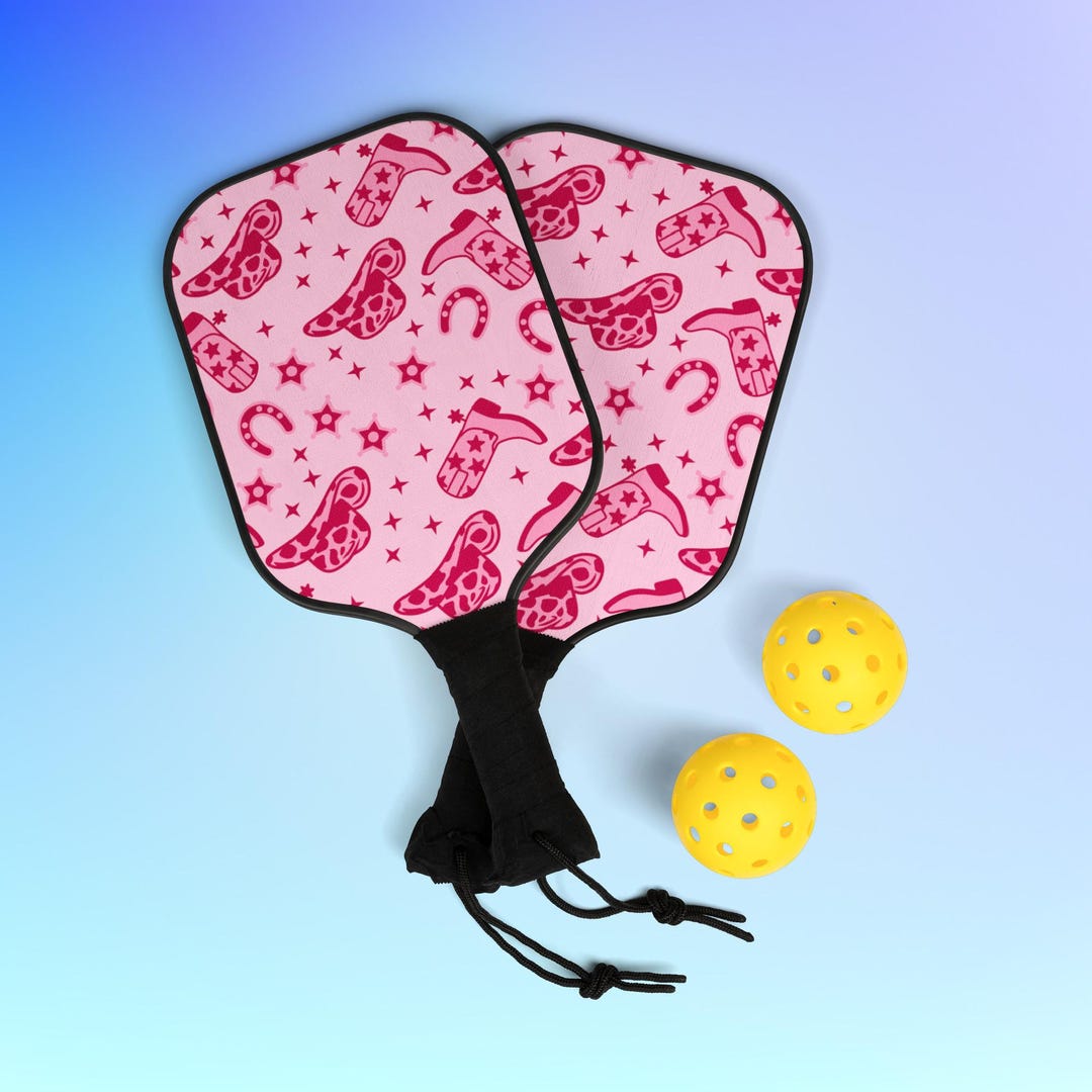 Pink Western Cowgirl Pickleball Set, Girly Rodeo Pickleball Set ...