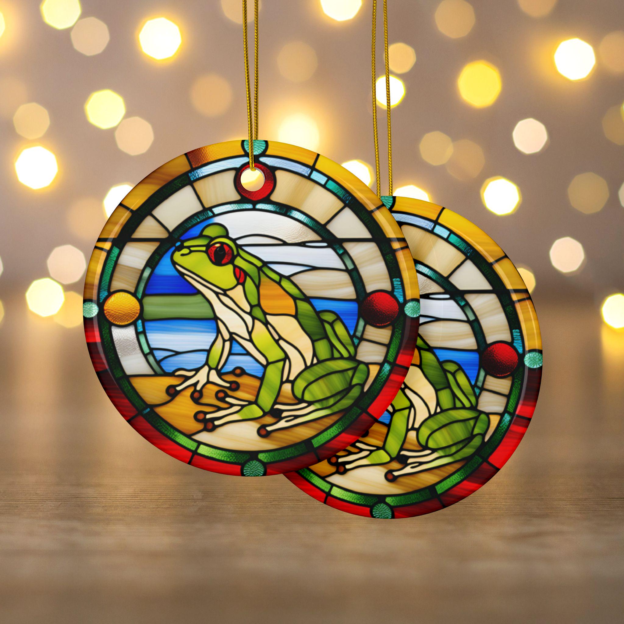 Tropical Red Eye Tree Frog Ceramic Ornament, Faux Stained Glass ...