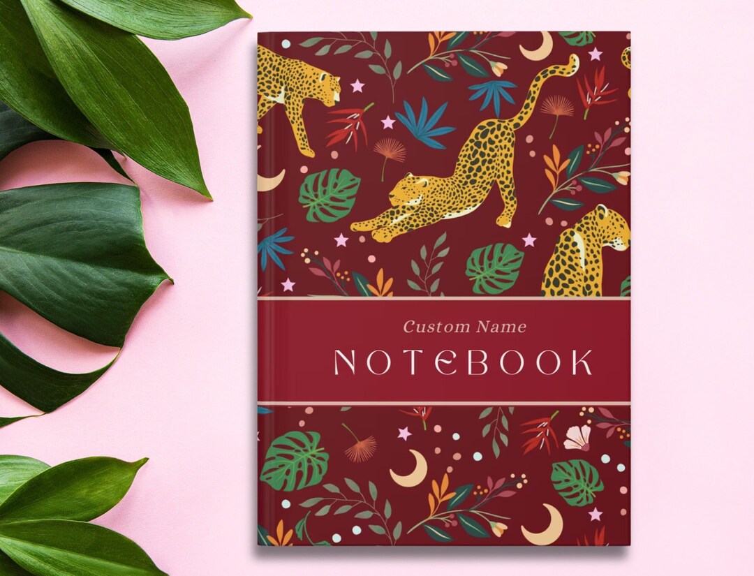 Red Personalized Tropical Jungle Leopard Journal for Women, Cute ...
