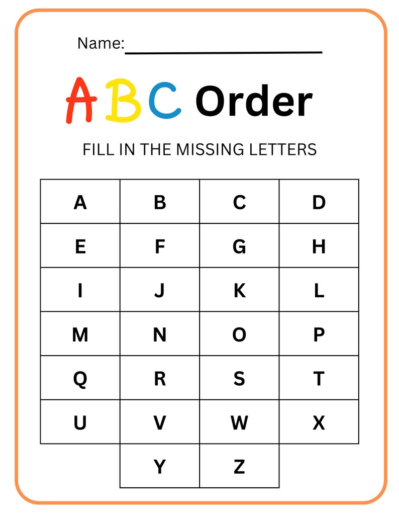 ABC Order Practice Packet: Introduction to Alphabetical Order ...