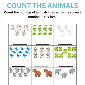 Count and Color Worksheets for Grades K-2 - Etsy