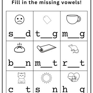 Reading Short Vowels Worksheets - Etsy