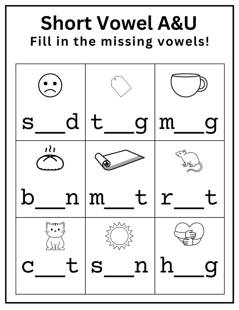 Reading Short Vowels Worksheets - Etsy