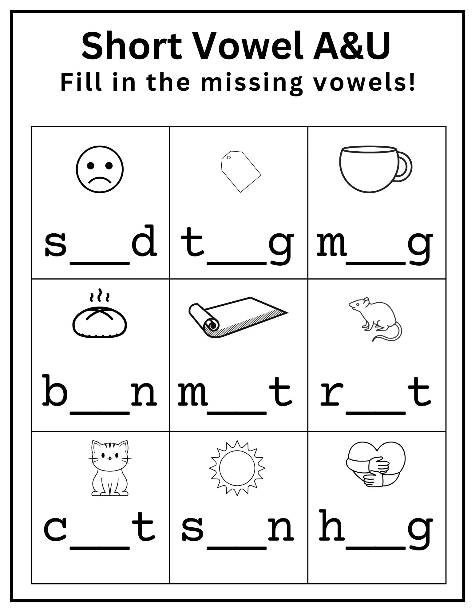 Reading Short Vowels Worksheets - Etsy