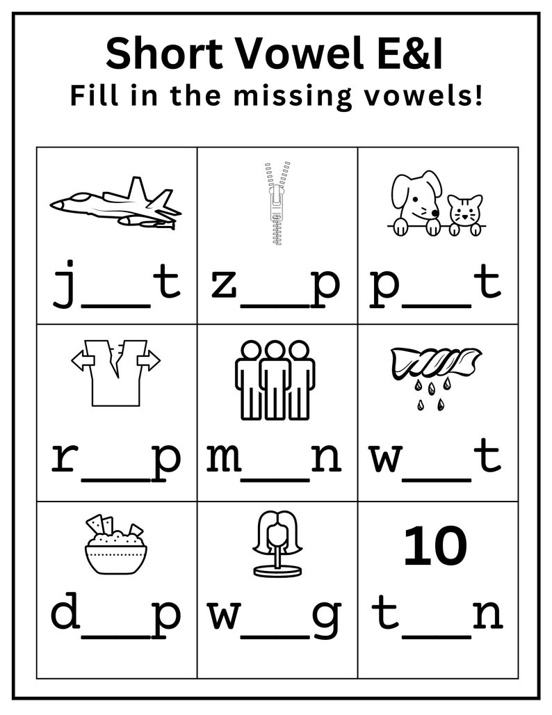 Reading Short Vowels Worksheets - Etsy
