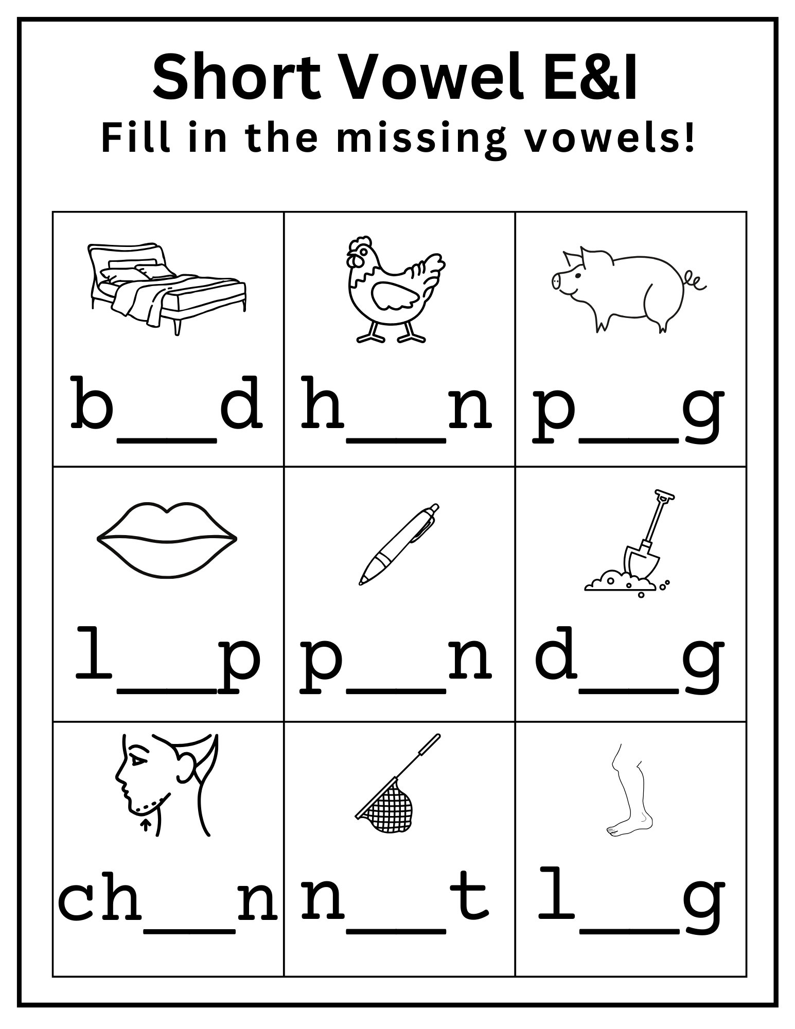 Reading Short Vowels Worksheets - Etsy