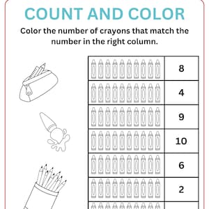 Count and Color Worksheets for Grades K-2 - Etsy