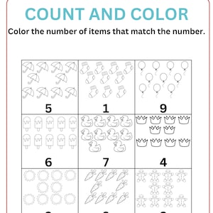 Count and Color Worksheets for Grades K-2 - Etsy
