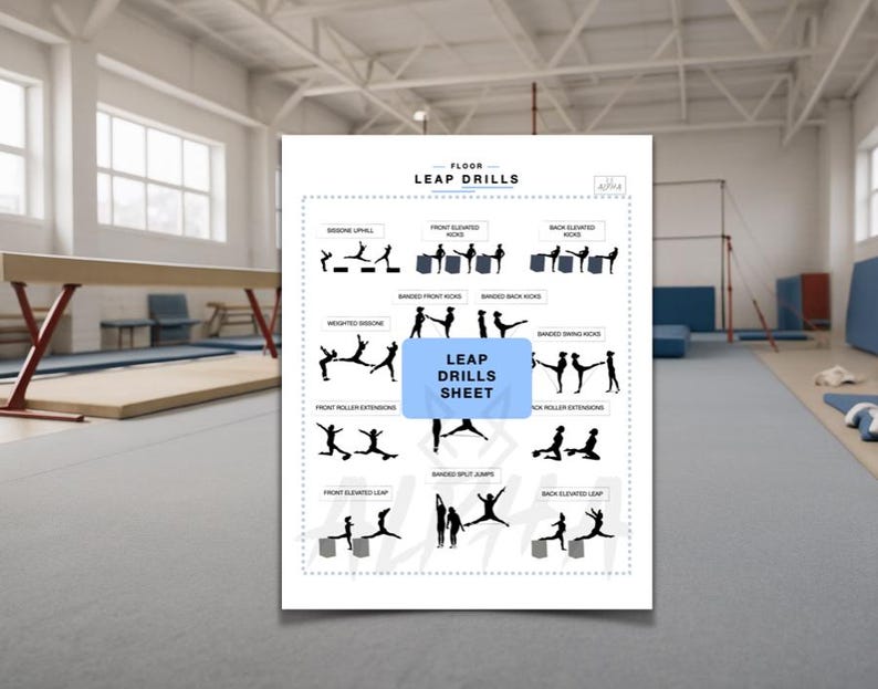 Leap Drills Sheet, Gymnastics Training Sheet, Gymnastics Printable ...