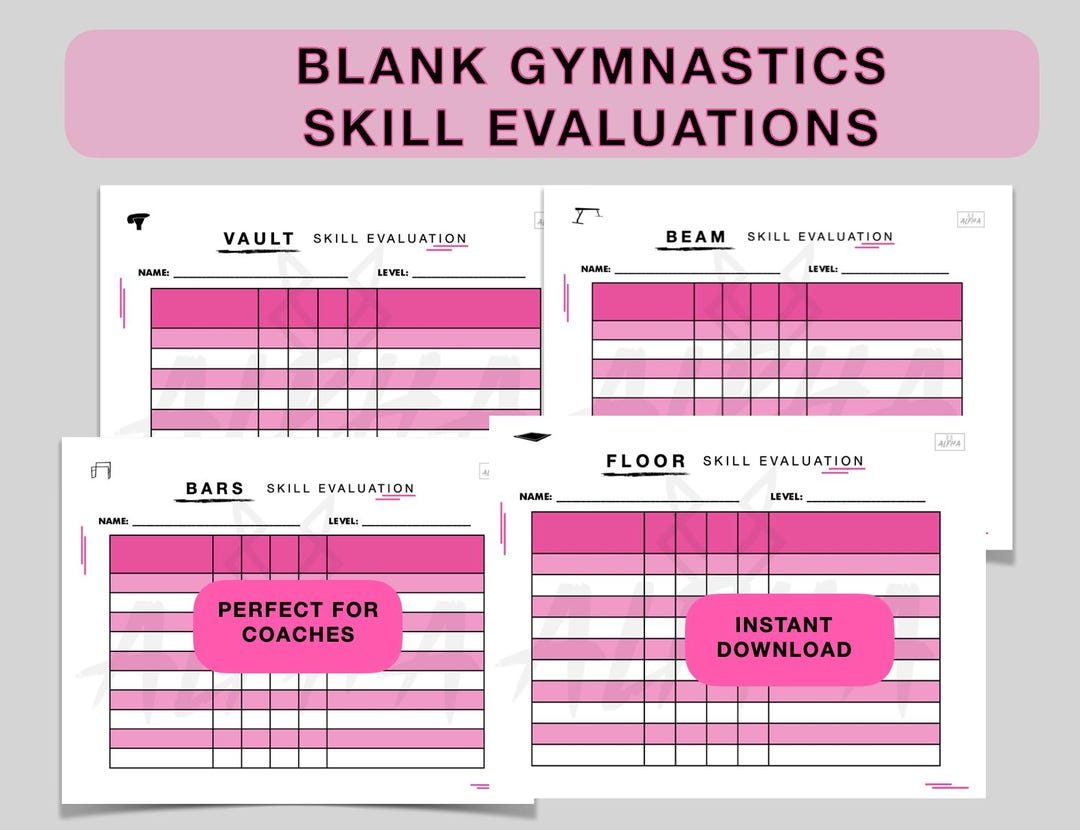 Blank Gymnastics Class Skill Evaluation Sheet, Skill Evaluation Pack Template, Gymnastics ...