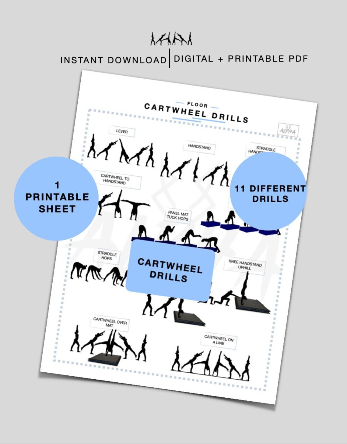 Cartwheel Drills Printable, Gymnastics Training Sheet, Gymnastics ...
