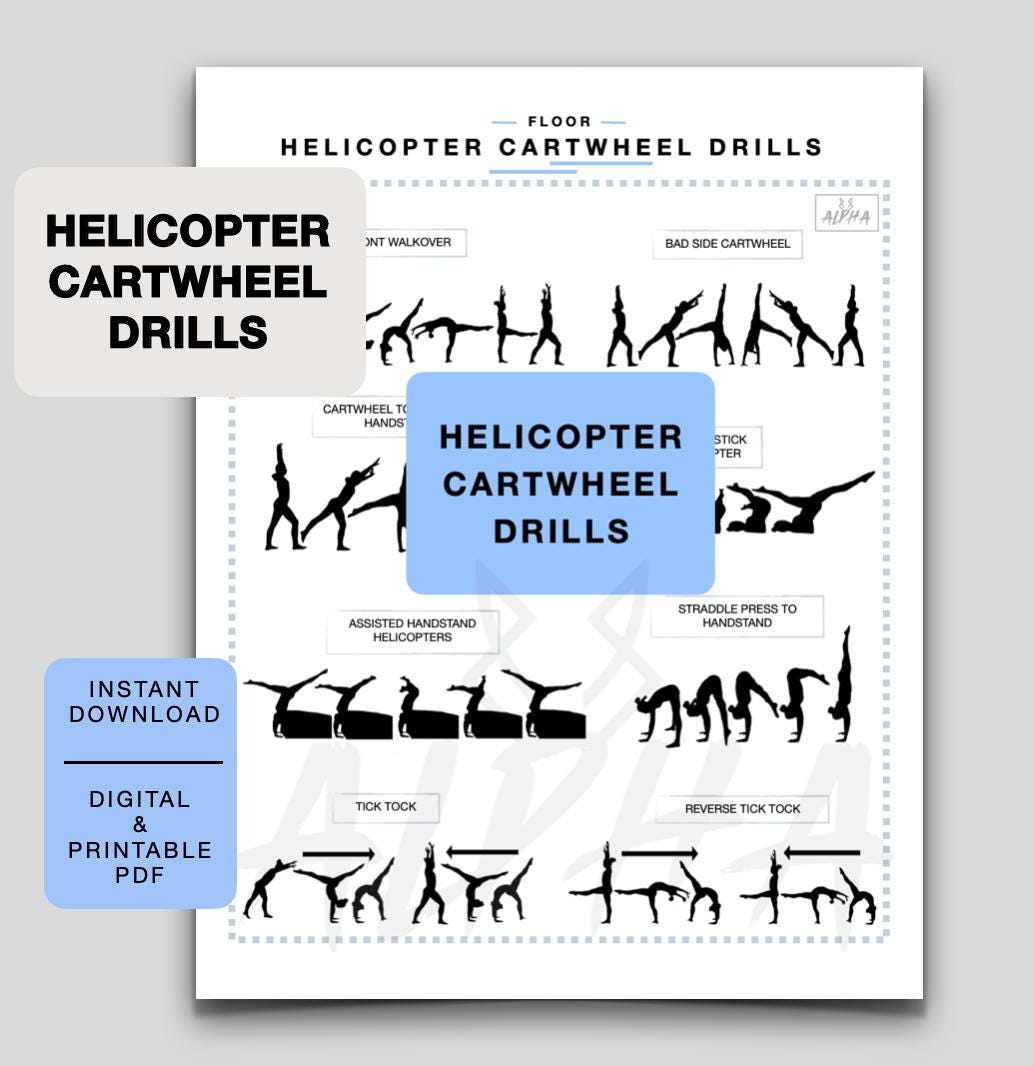 Helicopter Cartwheel Drills Printable, Dancer Training Sheet, Heli ...