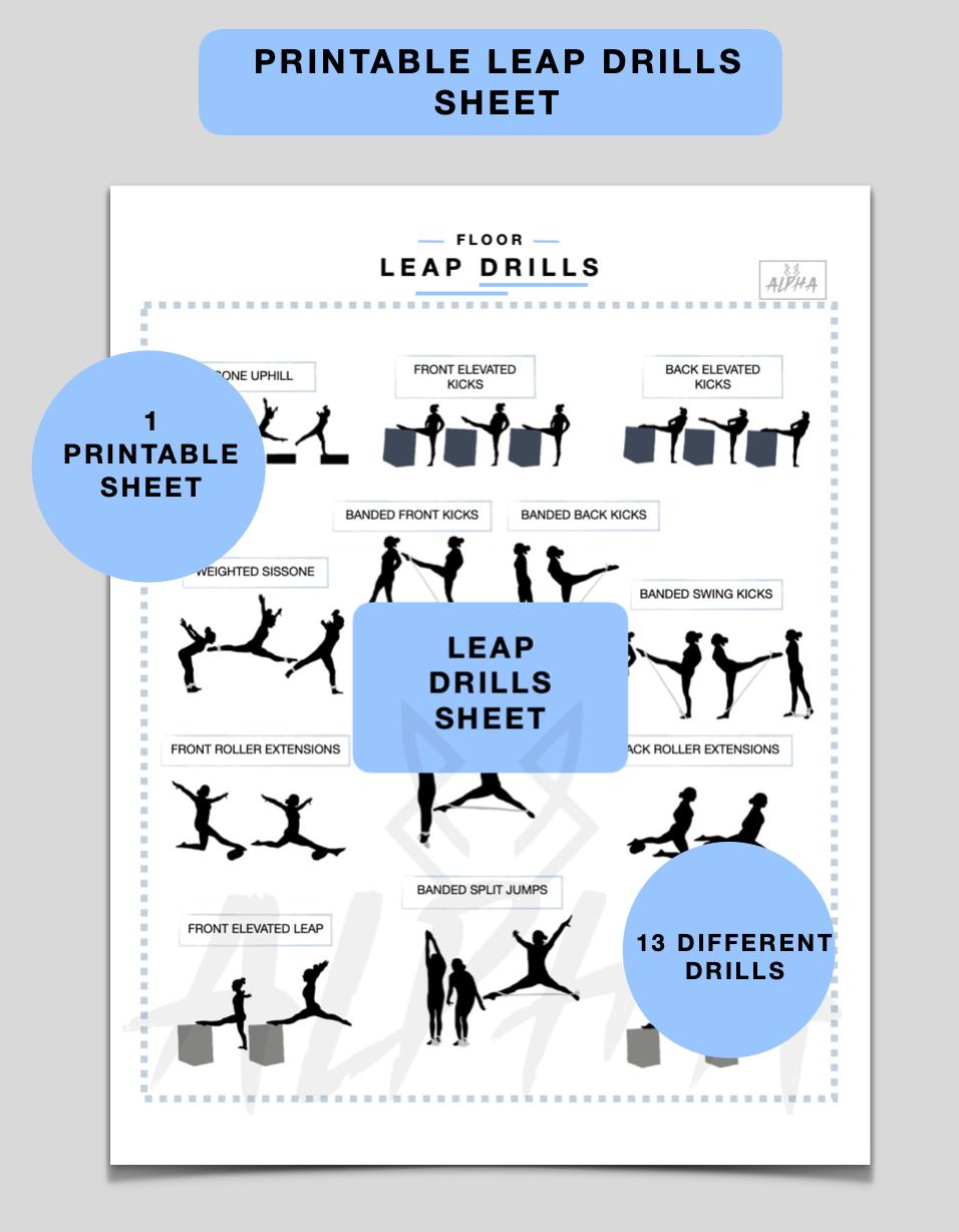 Leap Drills Sheet, Gymnastics Training Sheet, Gymnastics Printable ...