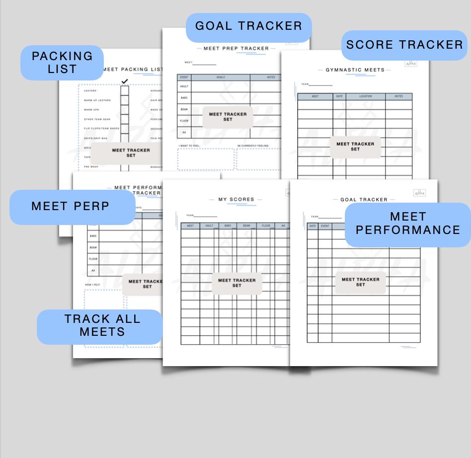 Gymnastics Meet Tracker, Gymnastics Tracker, Gymnastics Journal ...