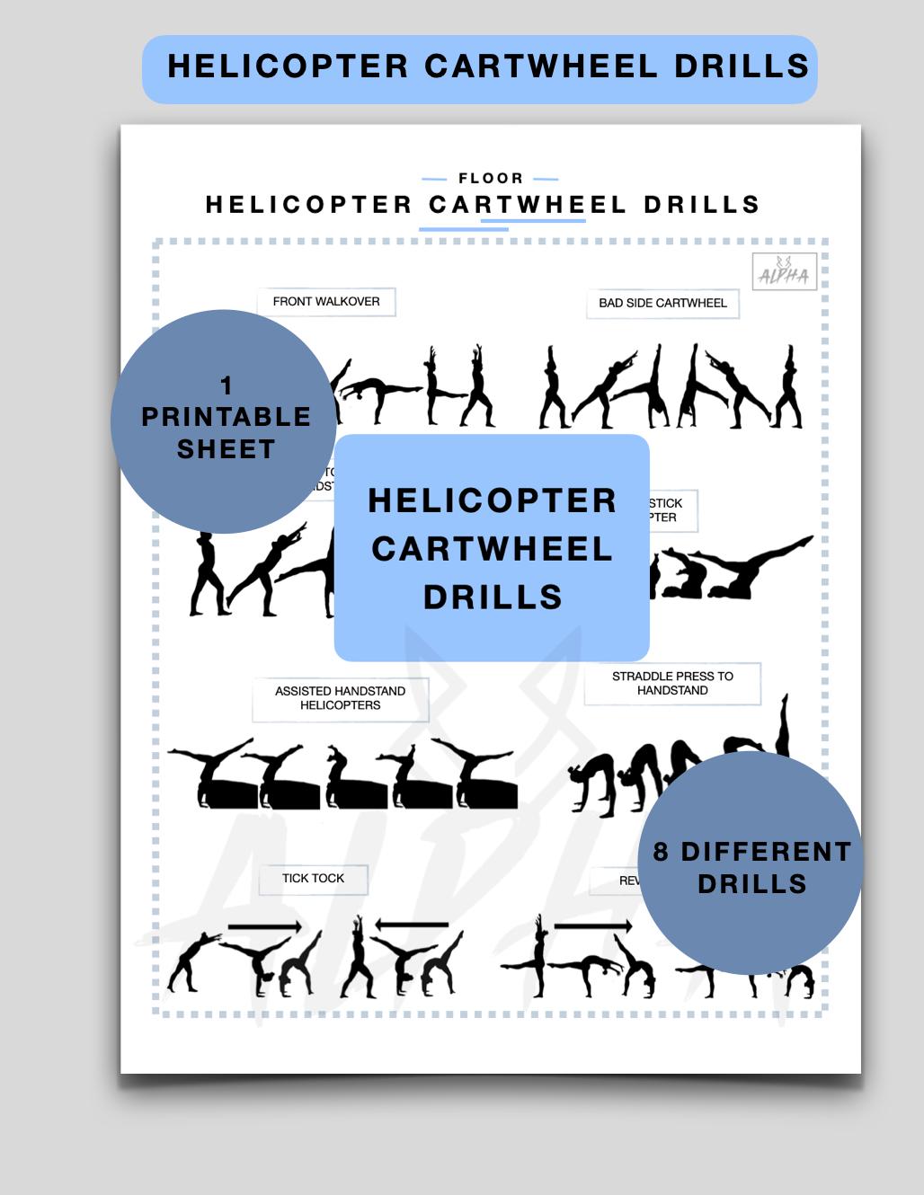 Helicopter Cartwheel Drills Printable, Dancer Training Sheet, Heli ...