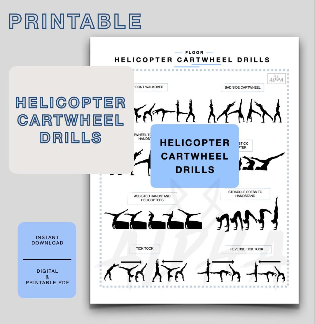 Helicopter Cartwheel Drills Printable, Dancer Training Sheet, Heli ...