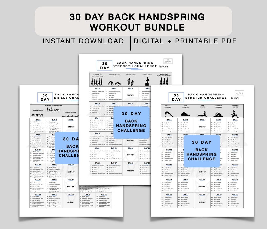 30 Day Back Handspring Workout Bundle Printable | Easy to Follow ...