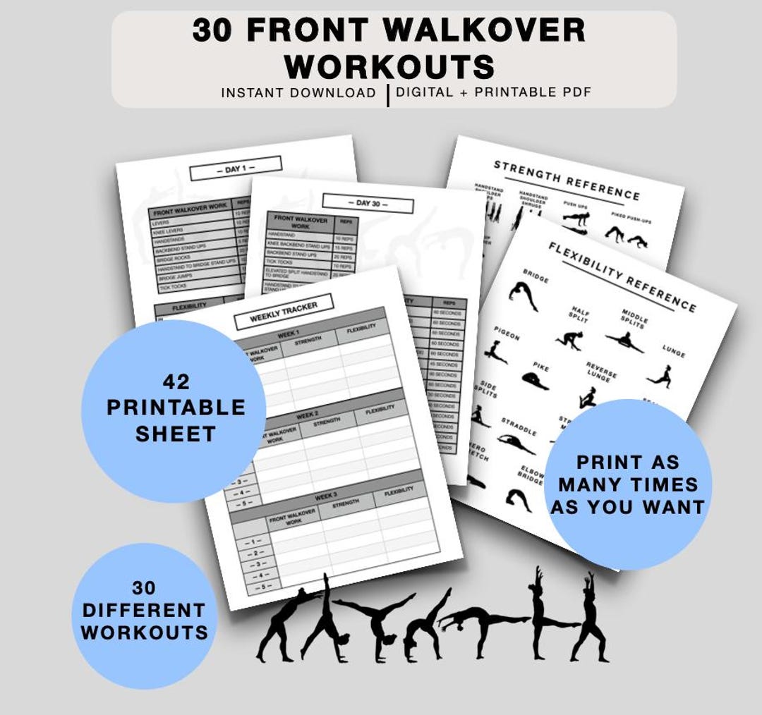 30 Front Walkover Workouts, Printable Front Walkover Drills, Gymnastics ...
