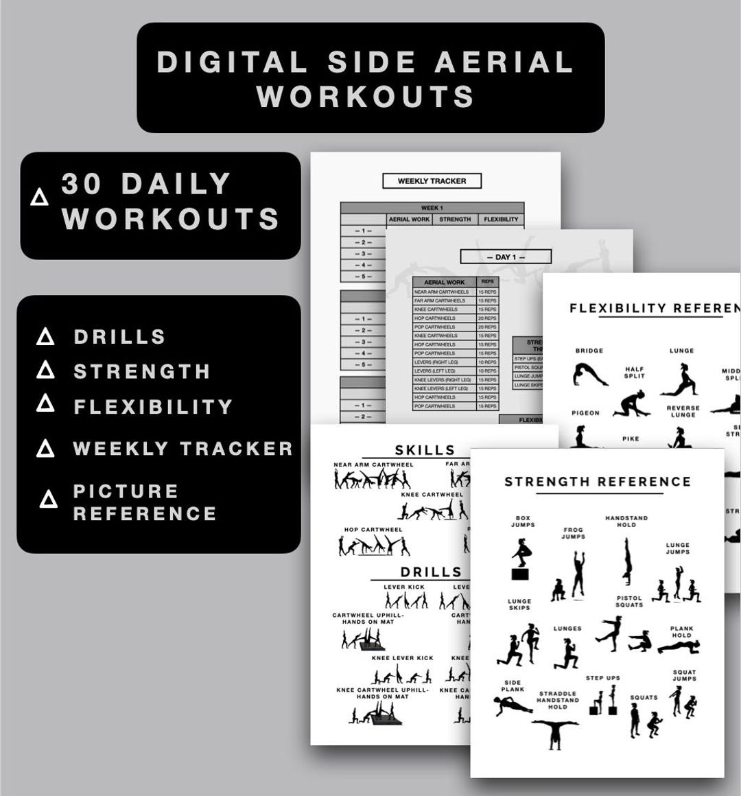 30 Side Aerial Workouts, 30 Downloadable Aerial Workouts, Dancer ...