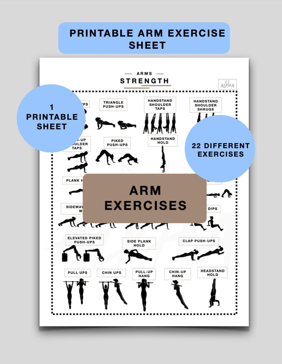 Arm Exercises Sheet, Gymnastics Training Sheet, Gymnastics Conditioning ...