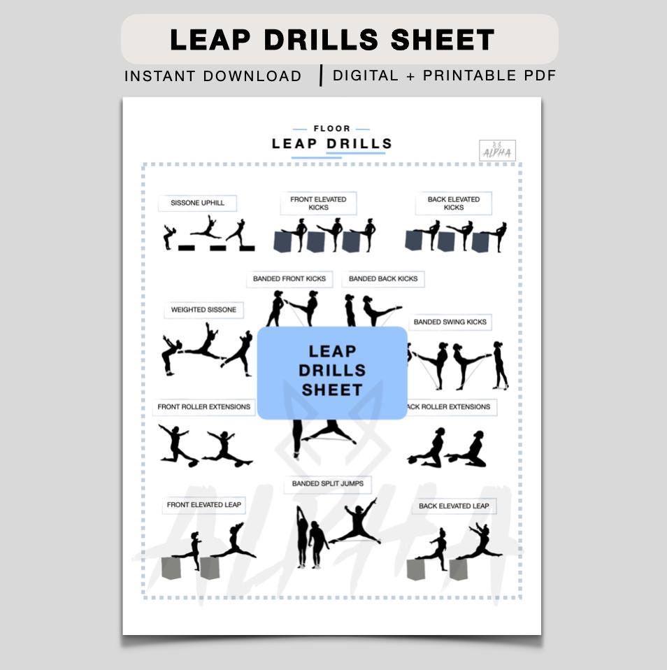 Leap Drills Sheet, Gymnastics Training Sheet, Gymnastics Printable ...