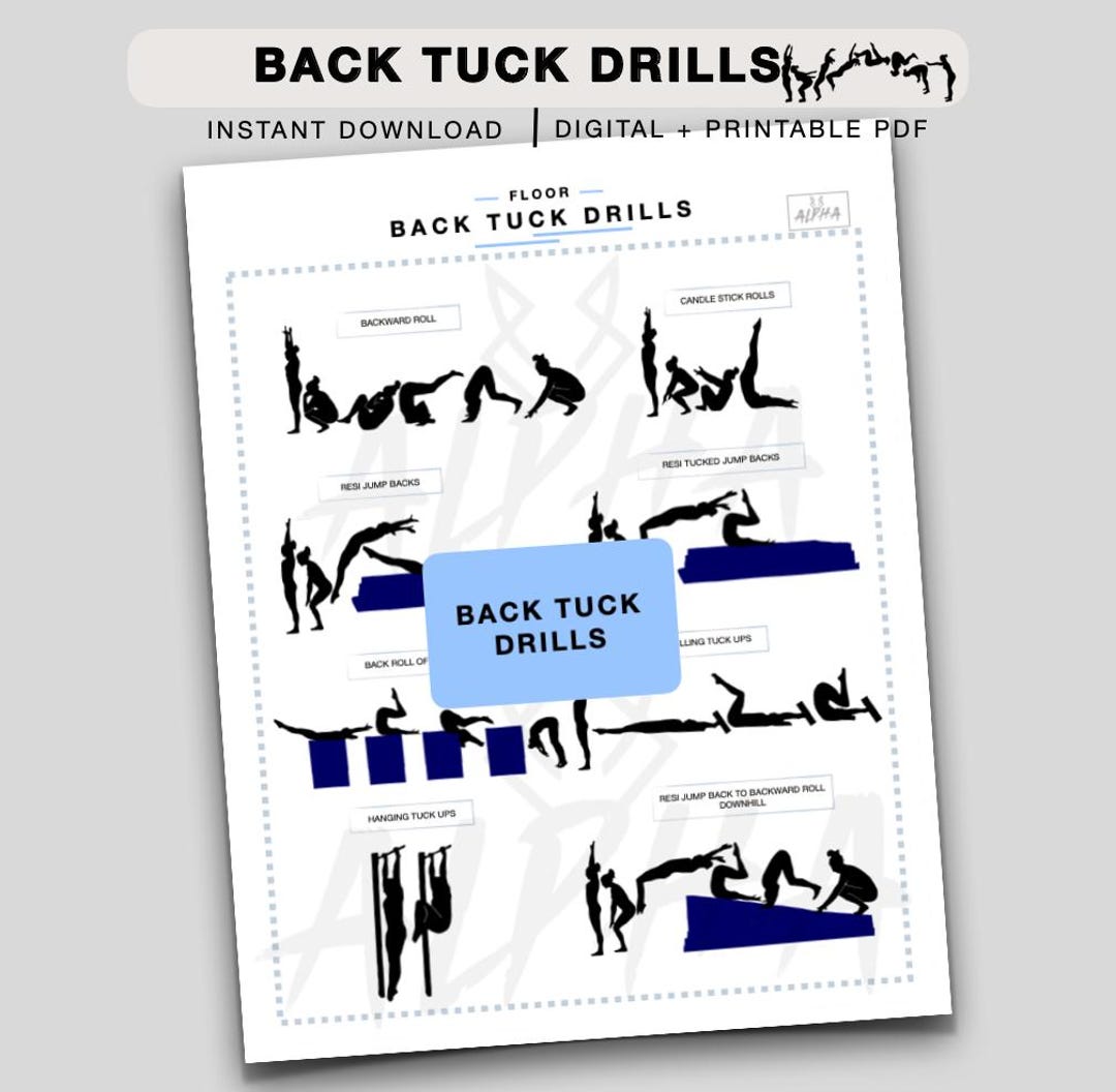 Back Tuck Drills Printable, Gymnastics Training Sheet, Gymnastics ...
