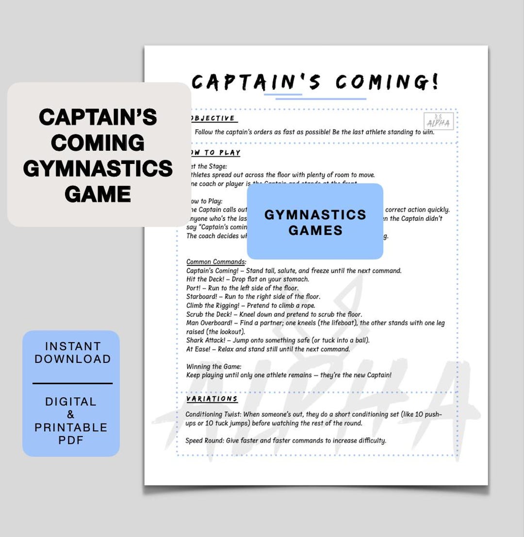 Captain's Coming! Gymnastics Game Printable, Gymnastics Workout ...