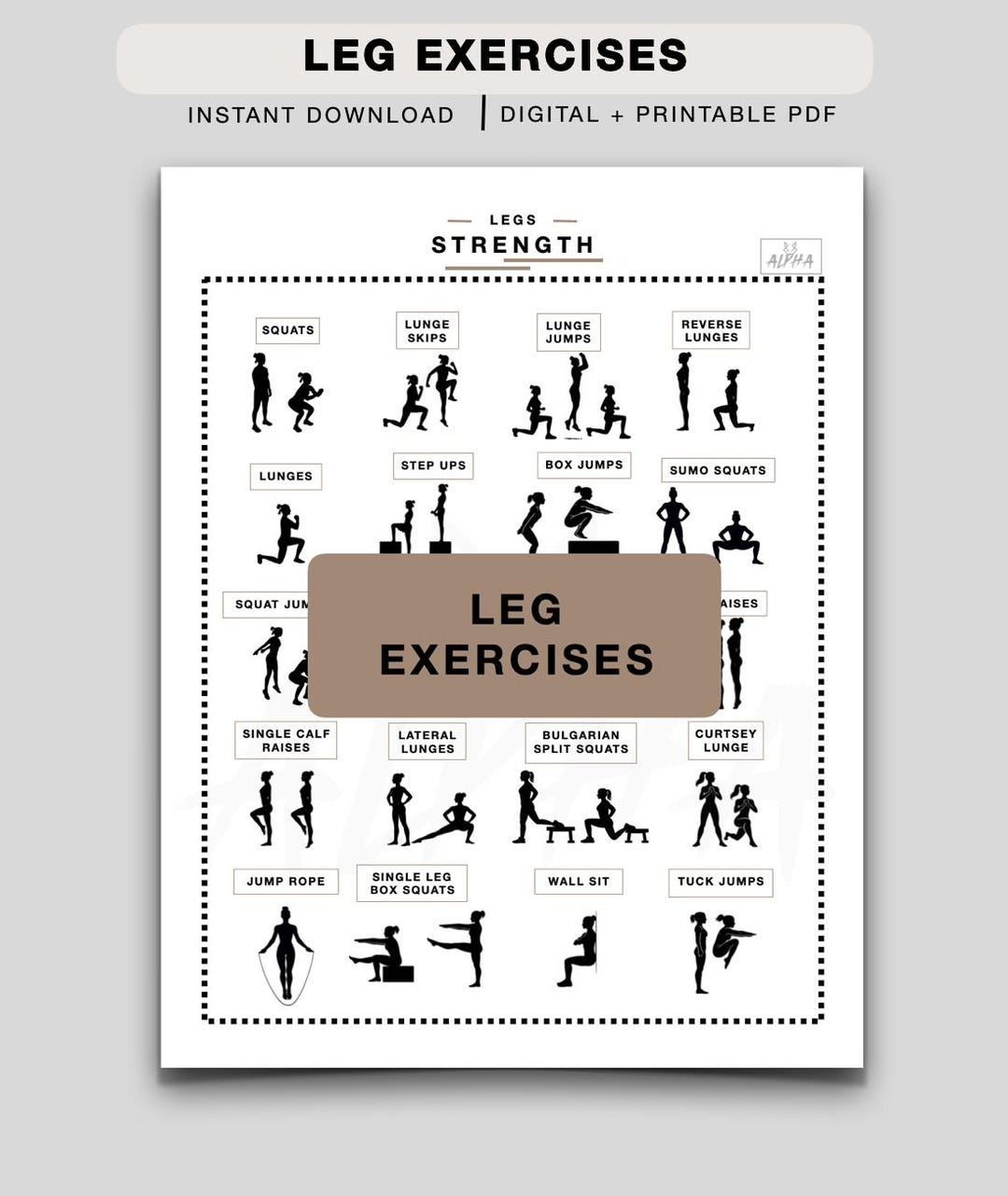 Leg Exercises Sheet, Gymnastics Training Sheet, Gymnastics Conditioning ...