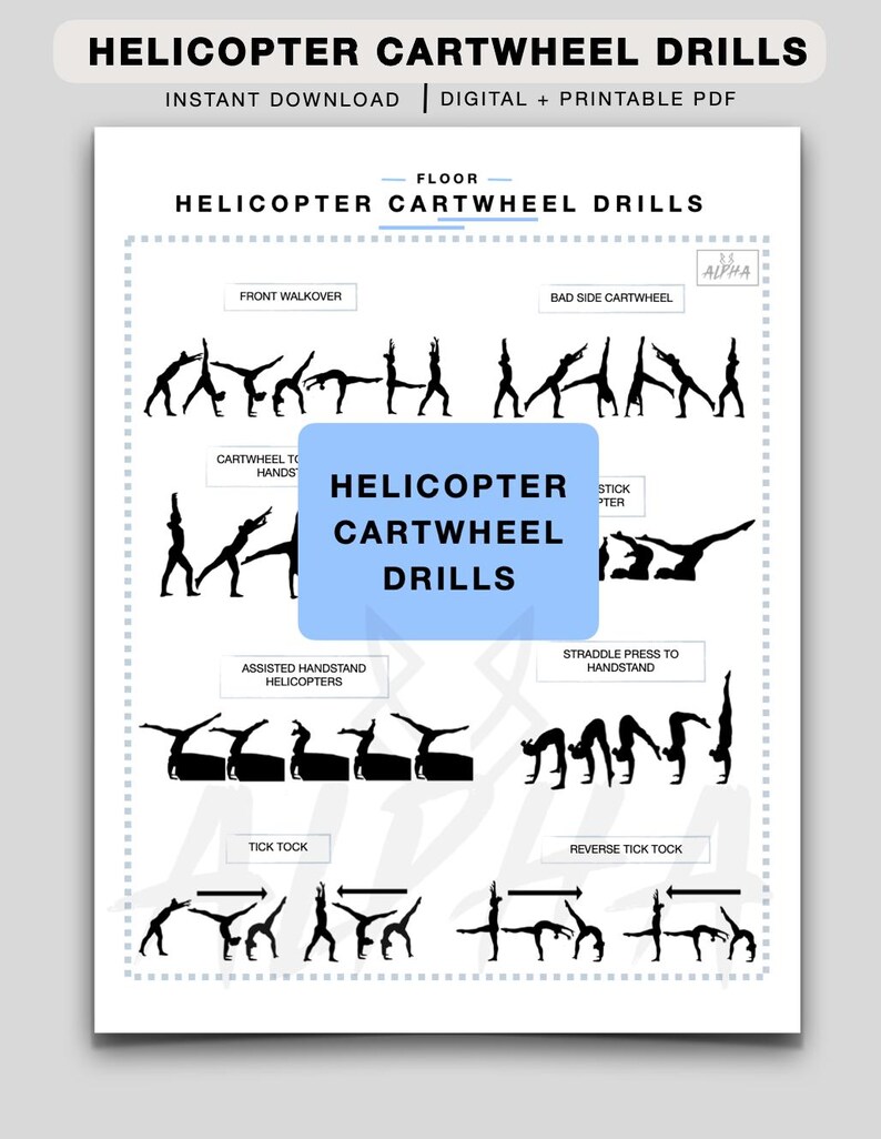 Helicopter Cartwheel Drills Printable, Dancer Training Sheet, Heli ...