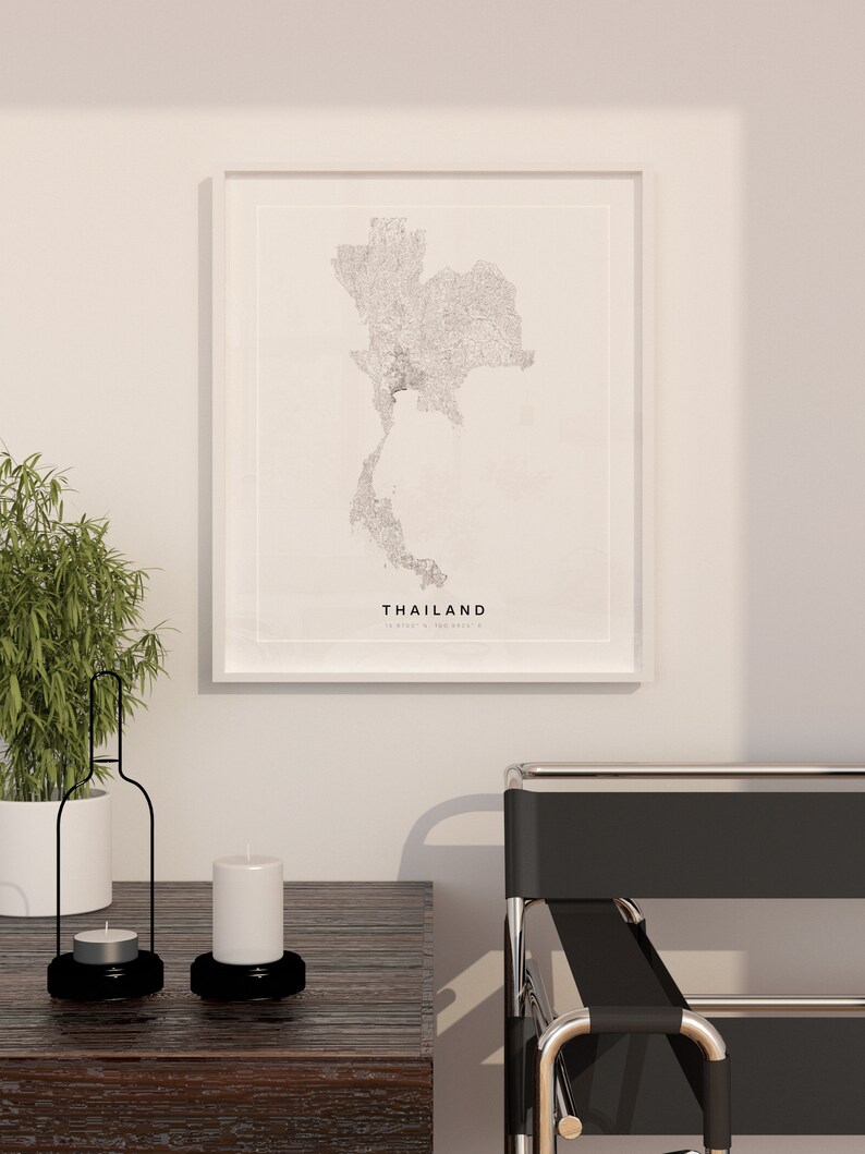 Thailand Streams . Minimalist Map . Digital Download - Etsy
