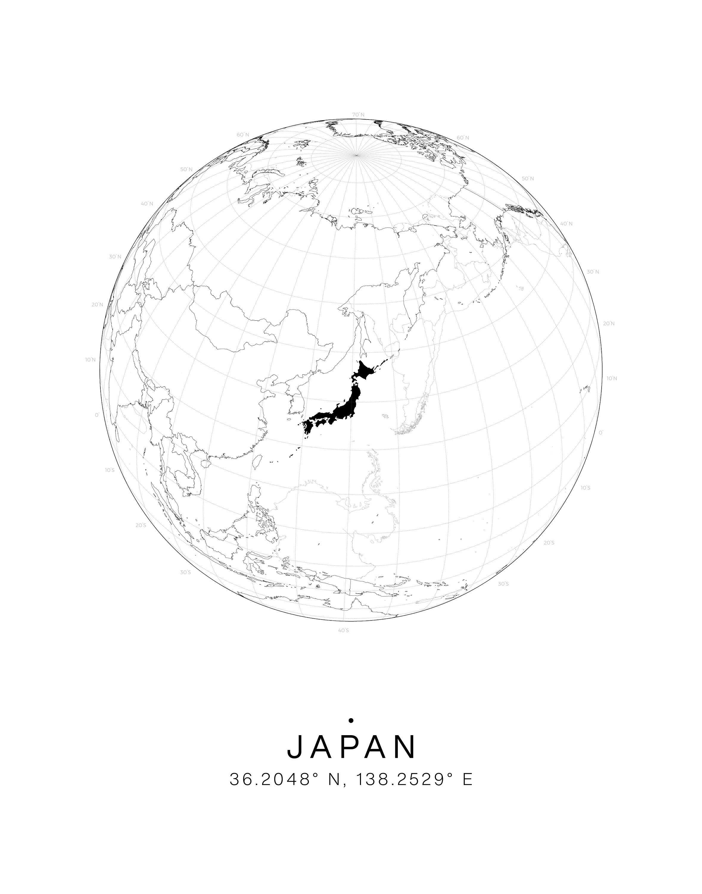 Japan . Minimalist Map .digital Download - Etsy