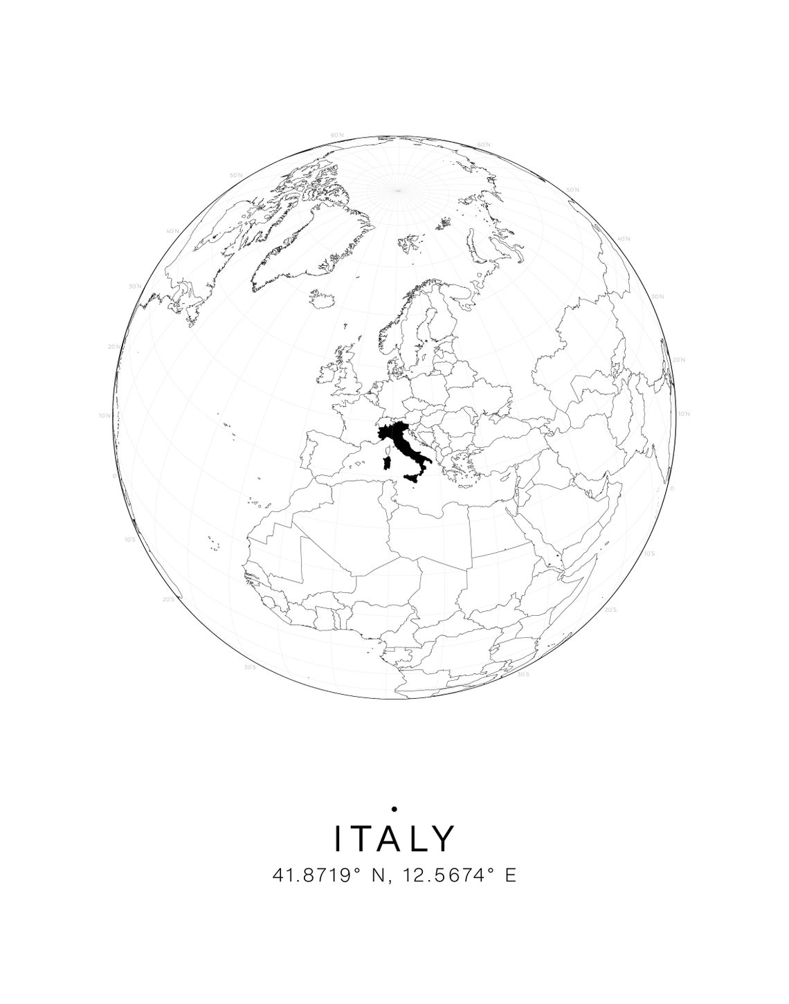 Italy . Minimalist Map . Digital Download - Etsy