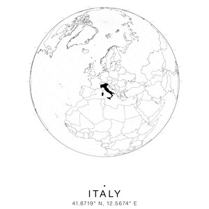 Italy . Minimalist Map . Digital Download - Etsy