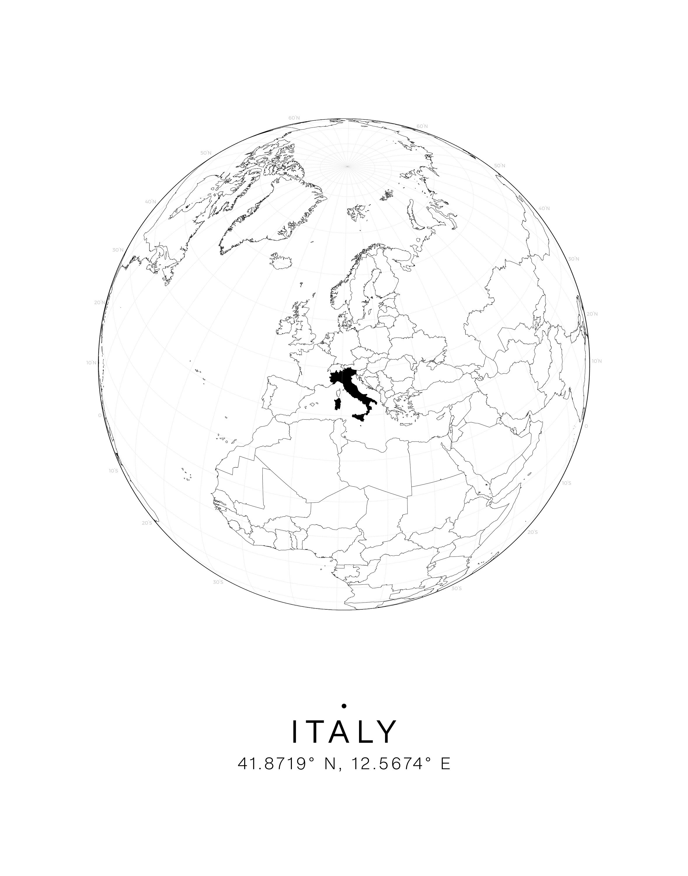 Italy . Minimalist Map . Digital Download - Etsy