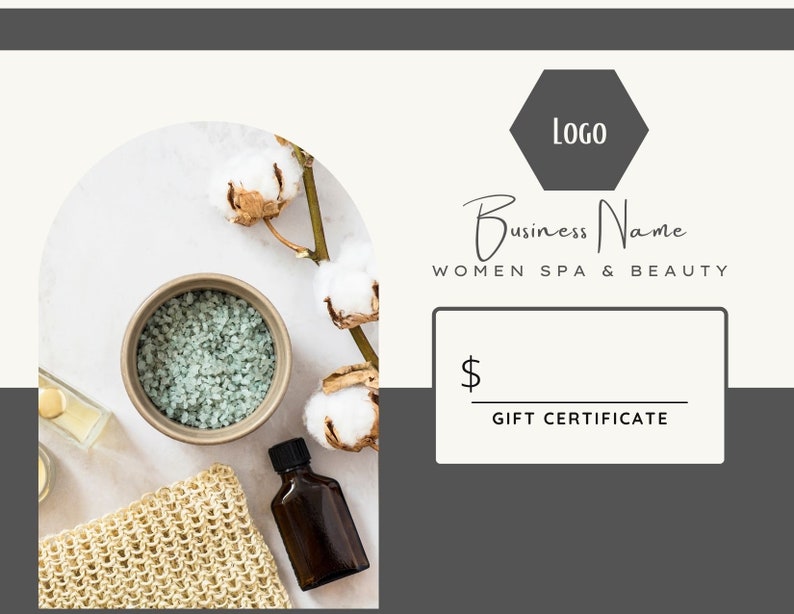Neutral Spa Gift Card Template Printable, Editable Gift Certificate ...