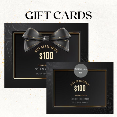 Black & Gold Luxury Gift Card | Voucher | Template | Editable - Etsy