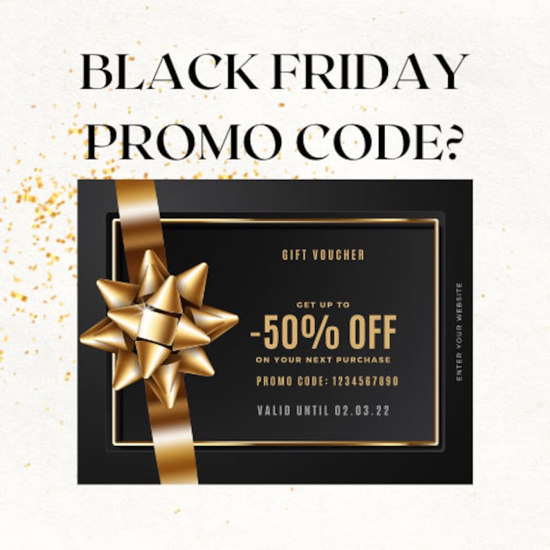 Black & Gold Editable Promo Code Voucher | Black Friday Sale | Template ...