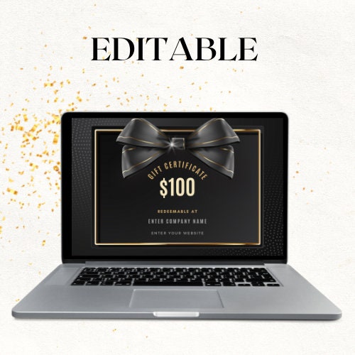 Black & Gold Luxury Gift Card | Voucher | Template | Editable - Etsy