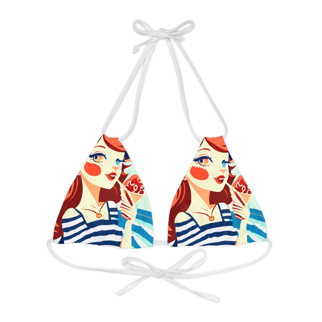 Strappy Triangle Bikini Top AOP - Etsy