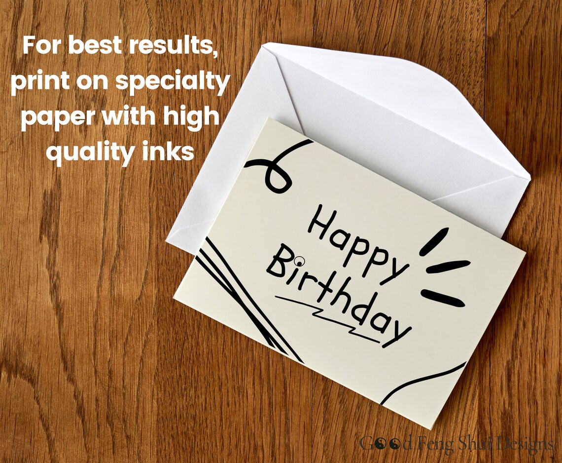 Printable Line Art Birthday Card, Happy Birthday Card, Friend Bday Card ...