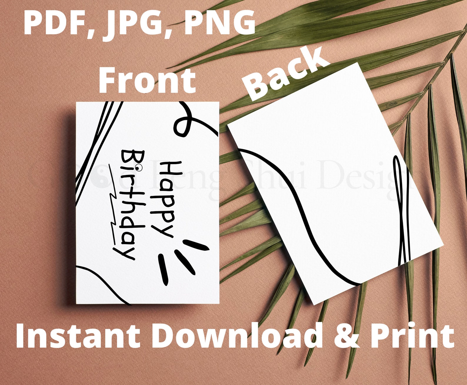 Printable Line Art Birthday Card, Happy Birthday Card, Friend Bday Card ...