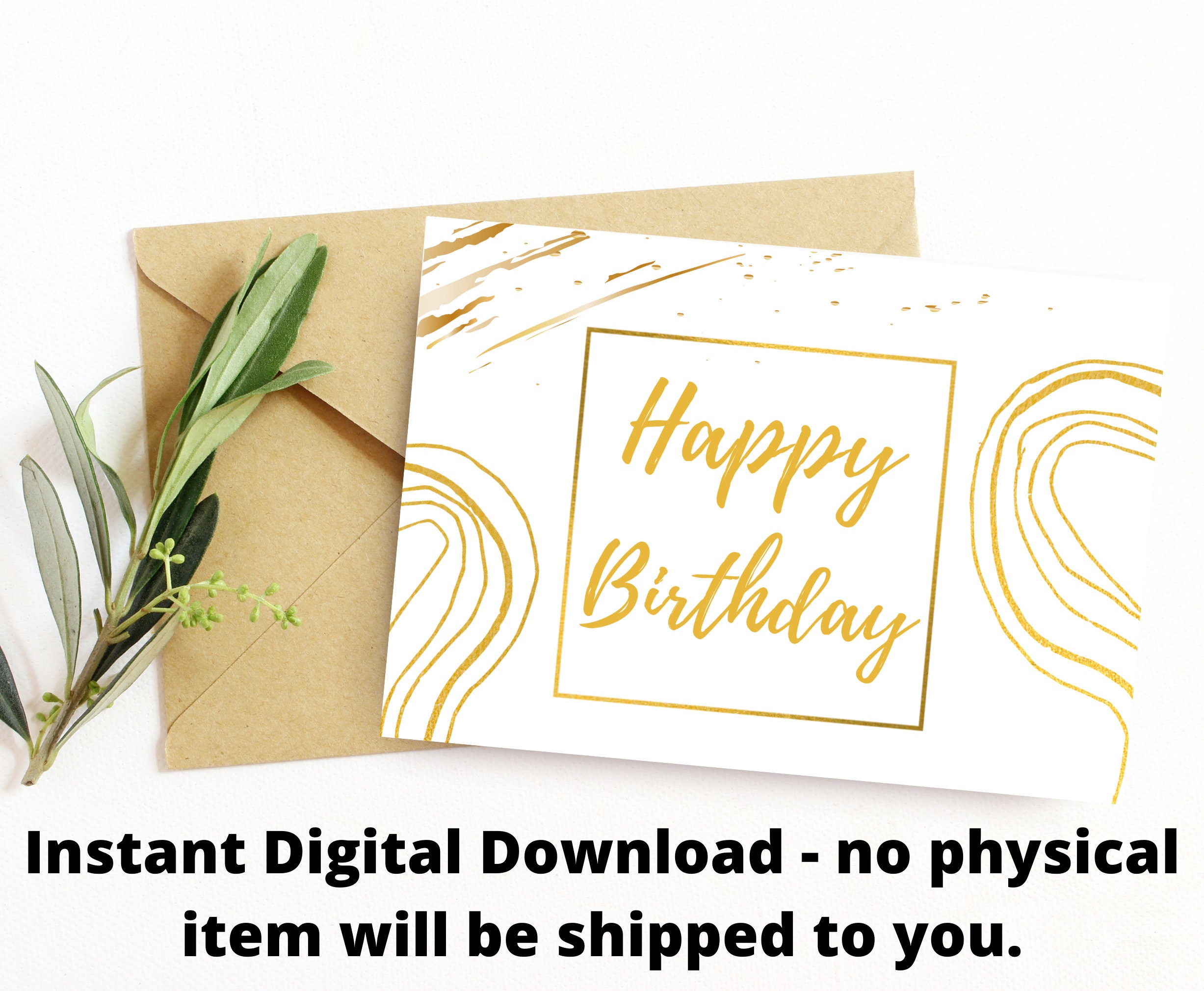 Printable Golden Birthday Card, Happy Birthday Card, Friend Bday Card ...
