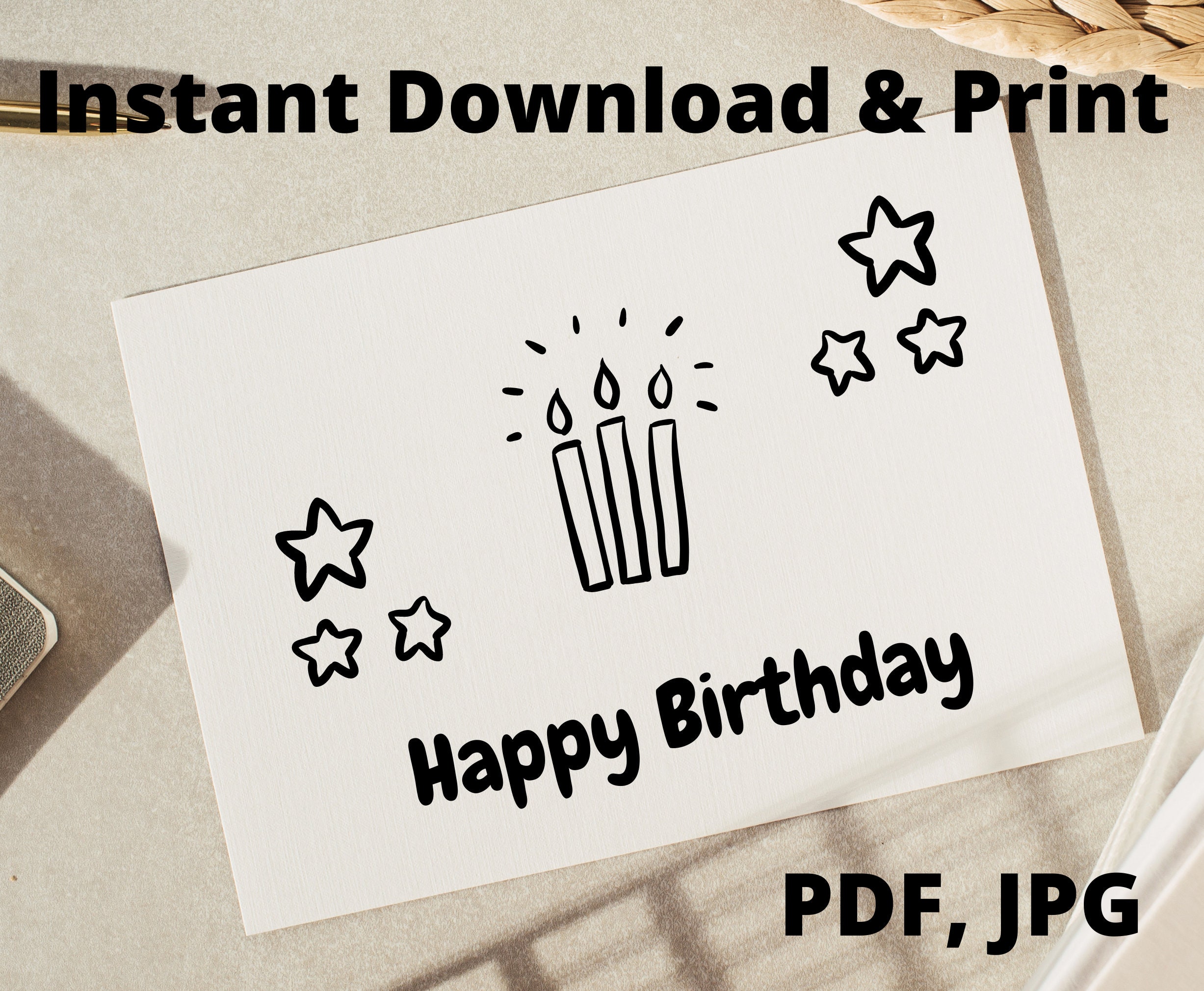 Birthday Card Template Black And White