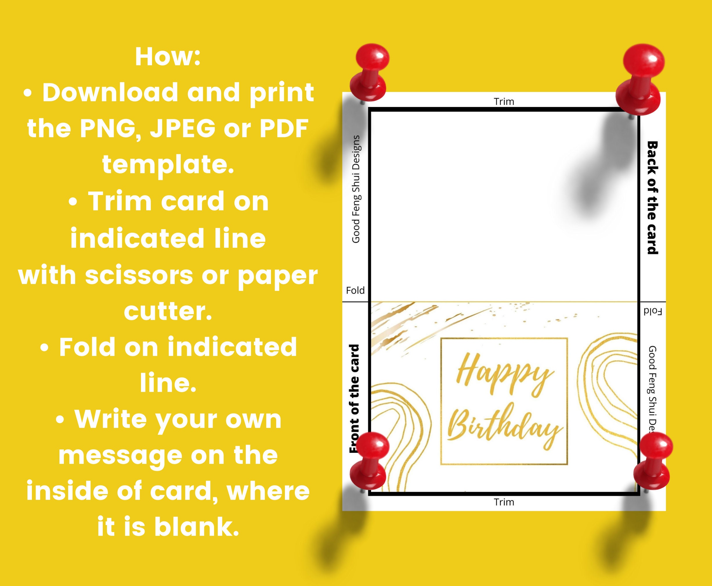 Printable Golden Birthday Card, Happy Birthday Card, Friend Bday Card ...