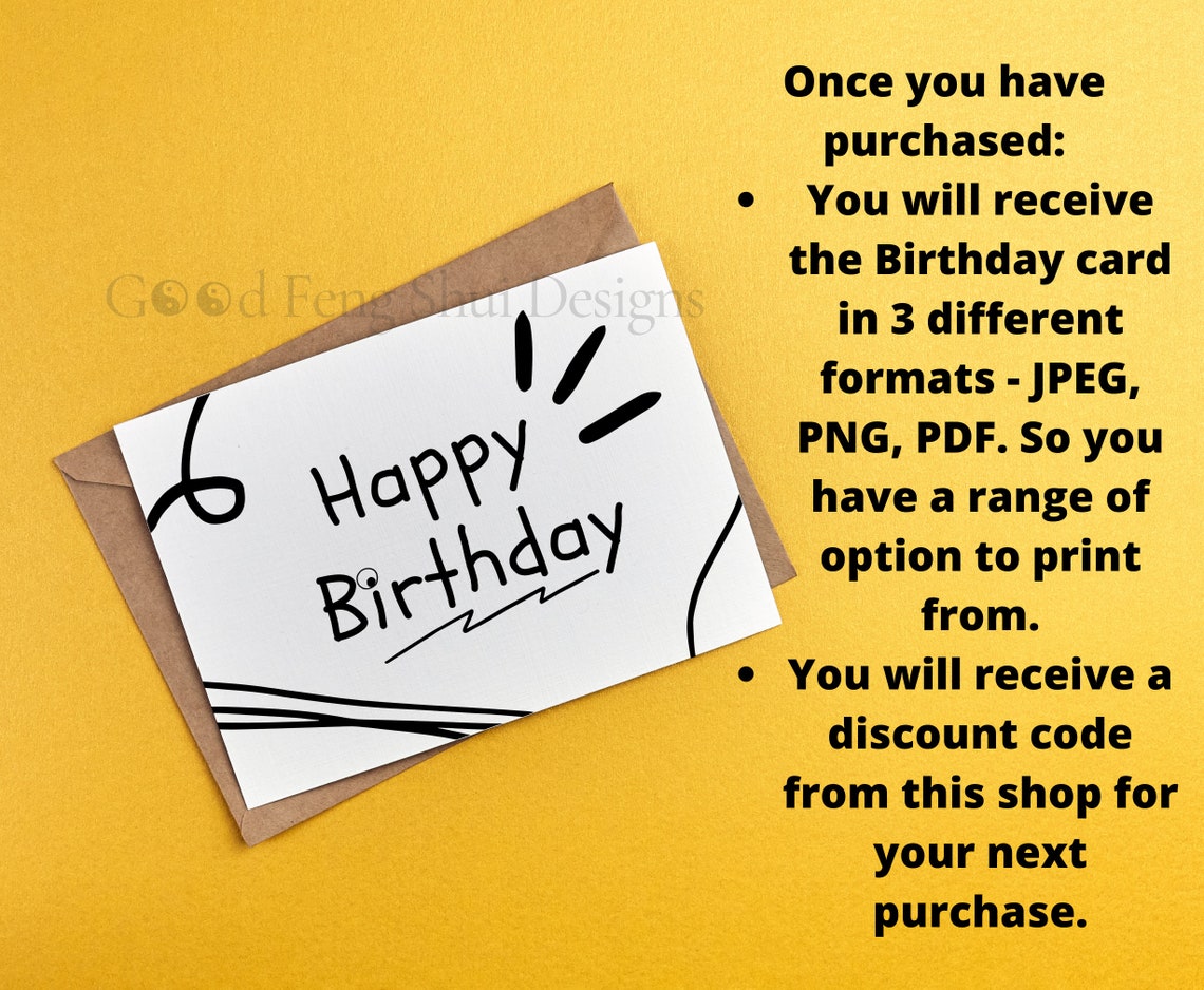 Printable Line Art Birthday Card, Happy Birthday Card, Friend Bday Card ...