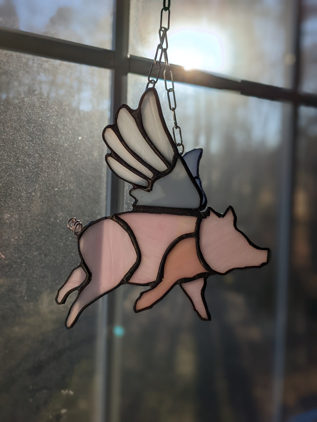 Hanging 3D Stained Glass Flyer Pig / Pigasus Flyer - Etsy